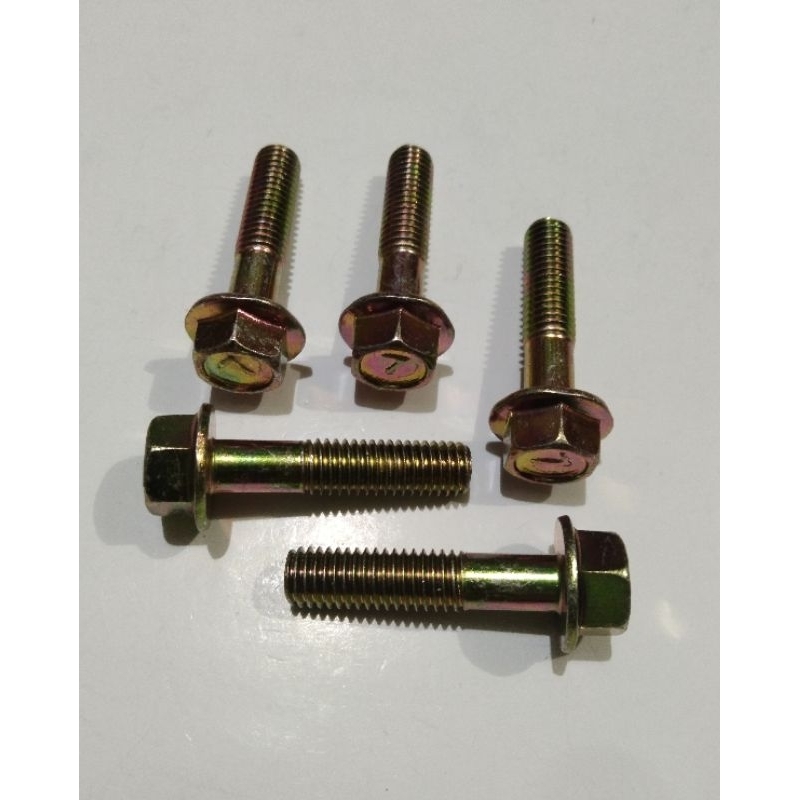 Jual Baut flange bolt m8 x 35 mm / baut topi kuning ( kunci 12 ) | Shopee Indonesia