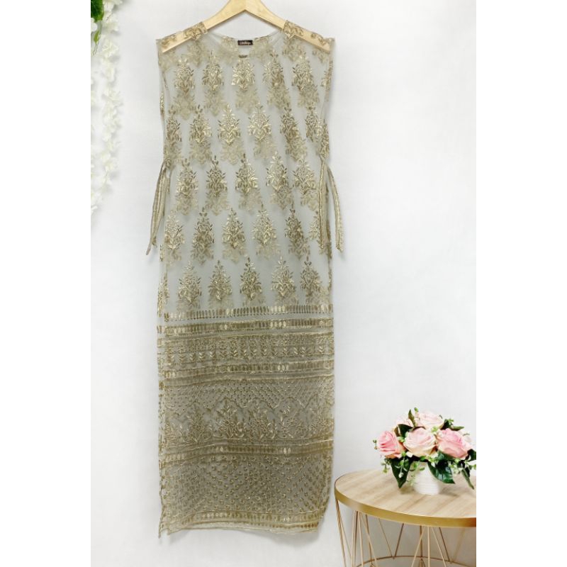 Jual Outer Rompi Tile / Brokat Premium Outer Long Vest Etnik | Shopee ...