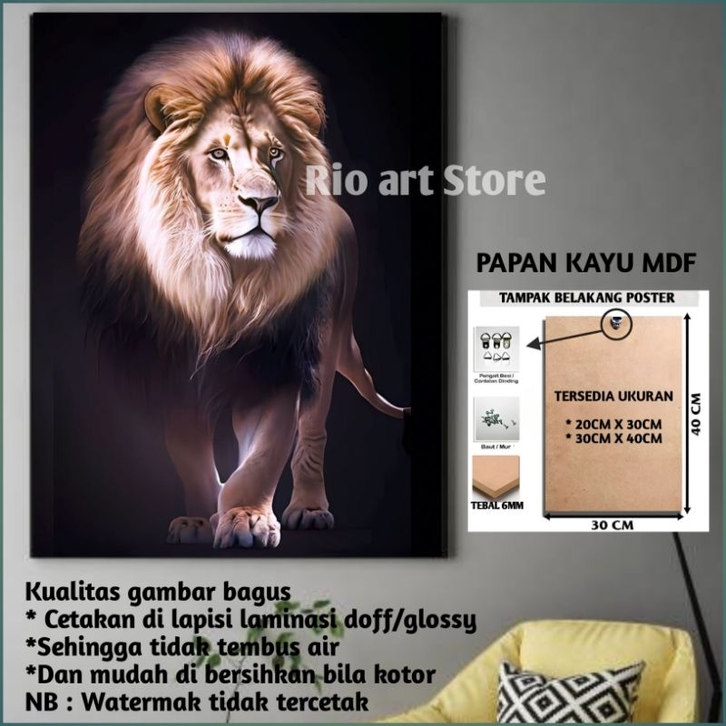 Jual Hiasan dinding poster singa keren2 untuk walldekor atau dekorasi ...
