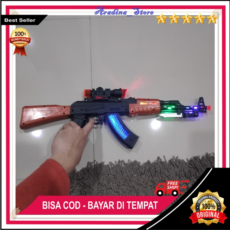 Jual Senapan Mainan Baterai Anak Murah Tembakan Fire Wire Assault AK-47 ...