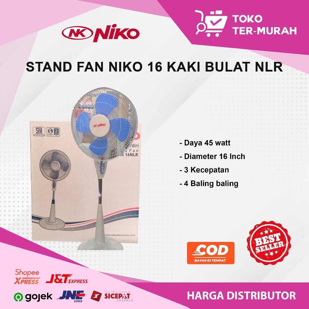 Jual STAND FAN NIKO 16 KAKI BULAT NLR KIPAS ANGIN BERDIRI KAKI BULAT 16 ...