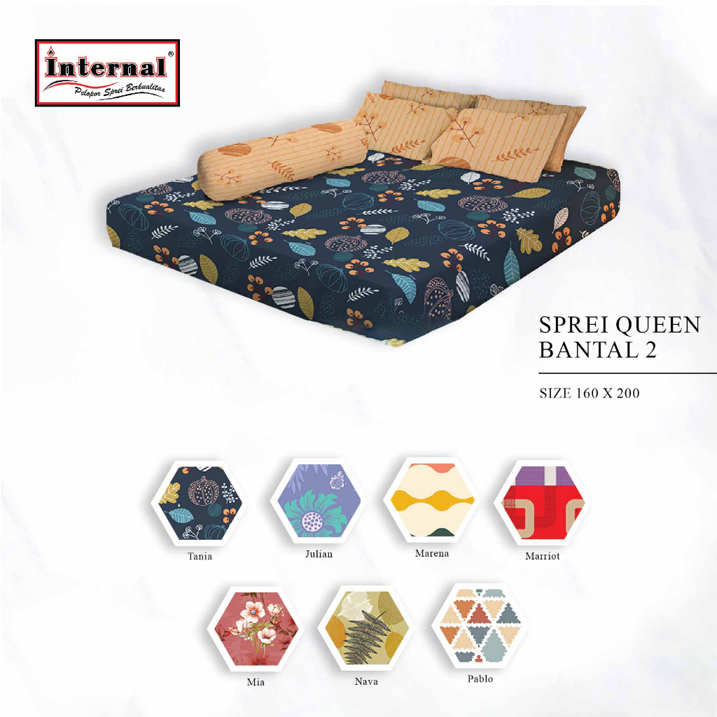 Jual Internal - Sprei Queen B2 160x200x25 Bantal 2 Guling 2 - Motif ...