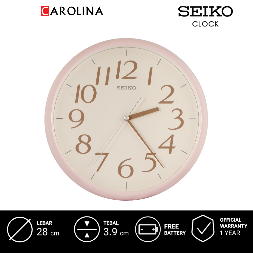 Jual Jam Dinding SEIKO Analog QXA719P Light Pink Case White Dial 28cm ...