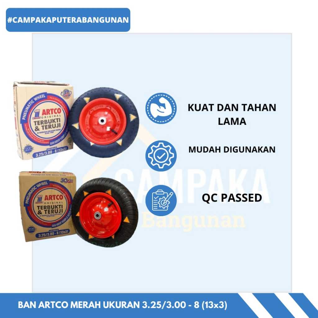 Jual Ban Arcto / Ban Hidup Komplit Gerobak Artco Merah Ukuran 3.25/3.00 - 8 13x3 | Shopee Indonesia