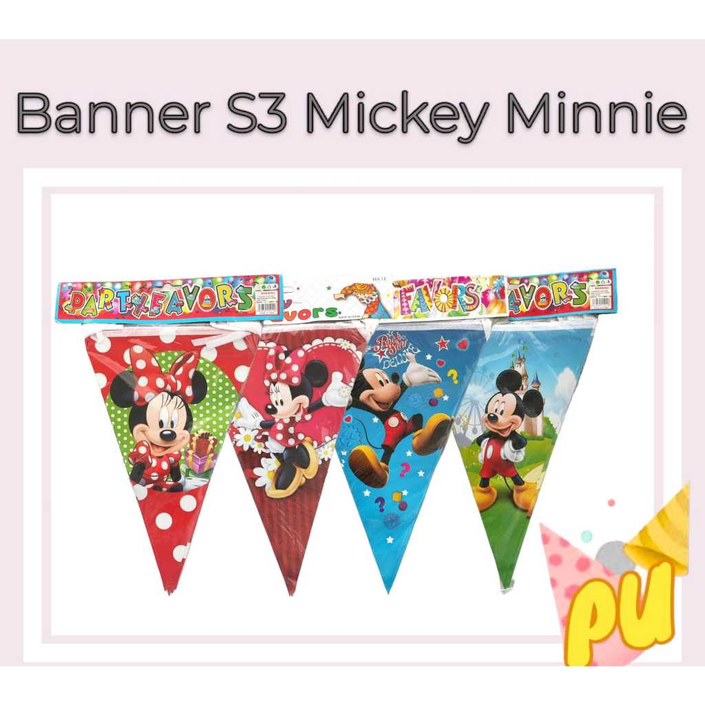 Jual Banner MICKEY MINNIE MOUSE Segitiga / Bunting Flag Mickey Mouse ...
