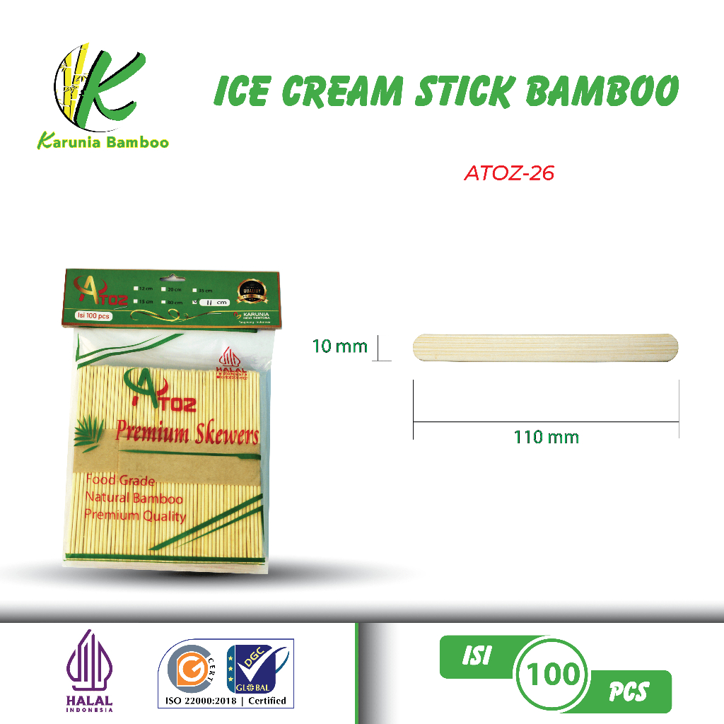 Jual ATOZ Stik es krim / stick ice cream isi 100 pcs / popsicle stick ...
