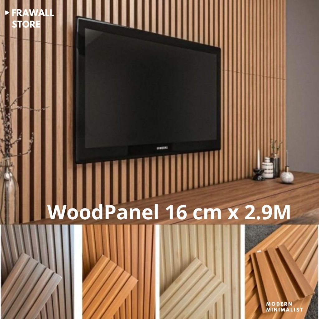 Jual WPC WOOD PANEL 16 CM x 2.9 M 3D WALLPANEL Wall Panel PVC kayu ...