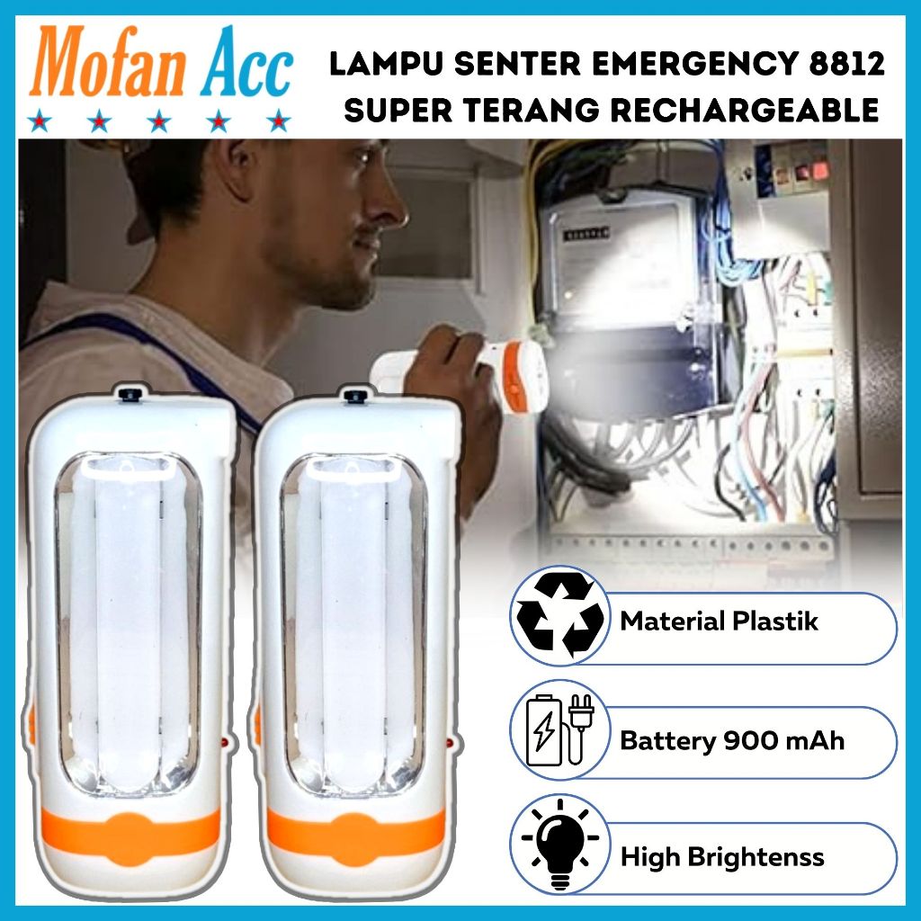 Jual Lampu + Senter Emergency 8812 / LED Penerang Jarak Jauh 2 Mode ...