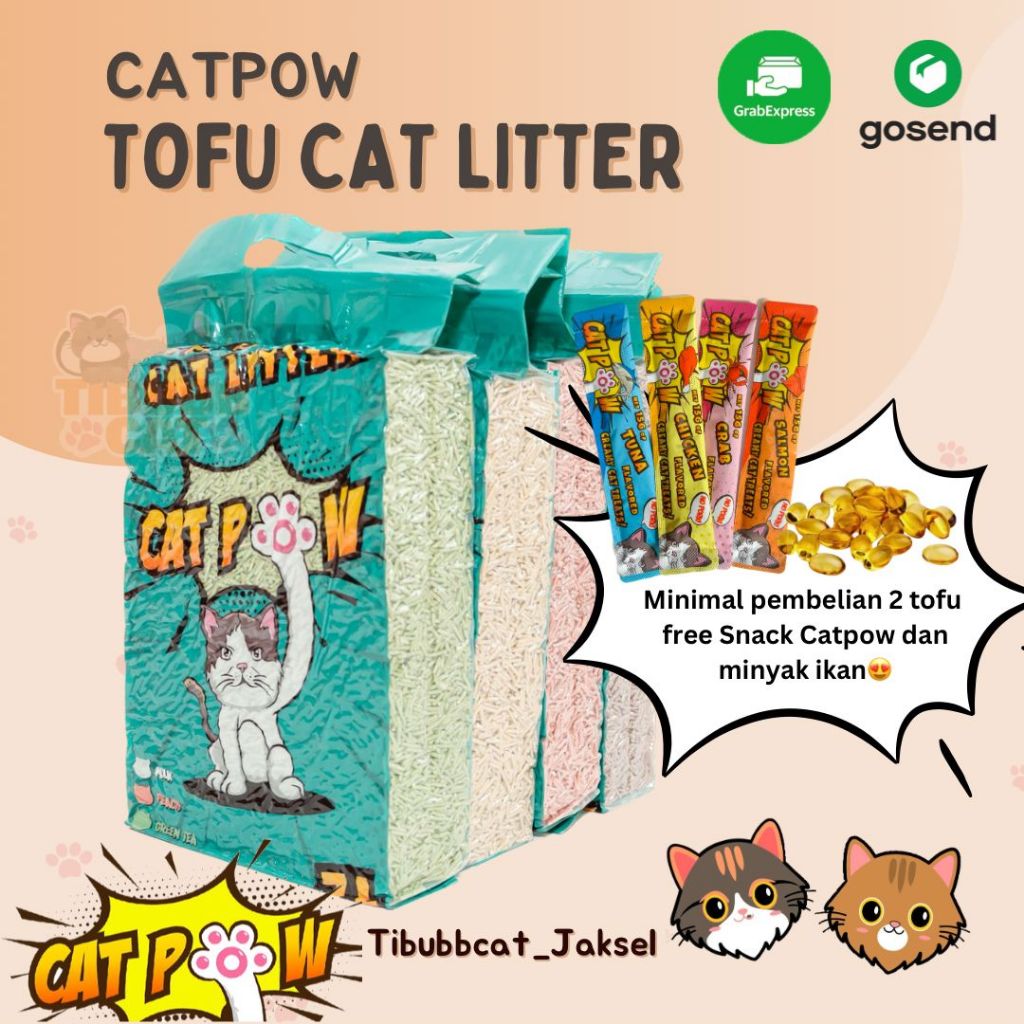 Jual KHUSUS GOJEK/GRAB Catpow Tofu Cat Litter Pasir Kucing Soya Gumpal ...