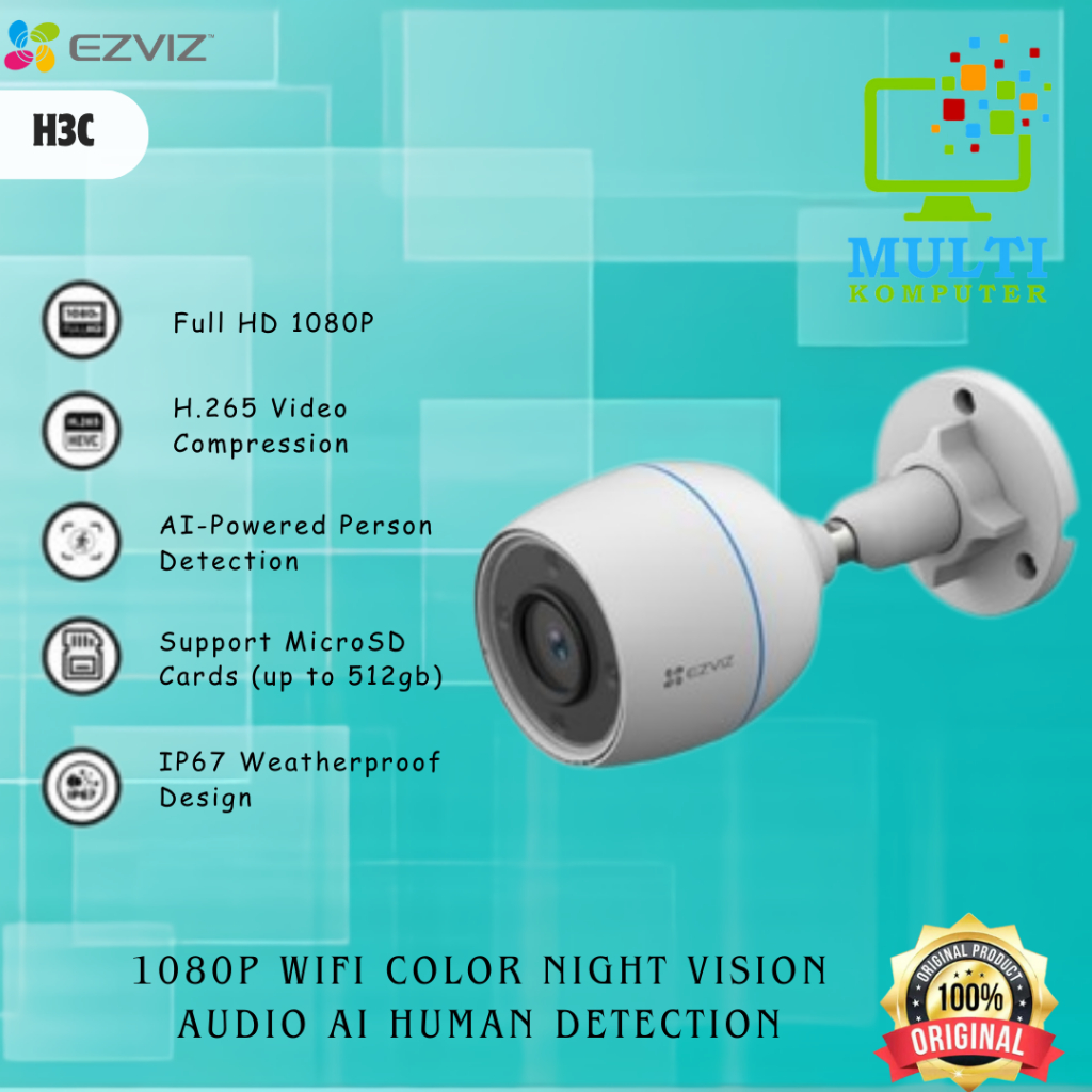 Jual EZVIZ H3C COLOR 1080P WIFI COLOR NIGHT VISION AUDIO AI HUMAN ...