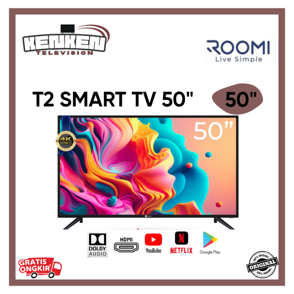 Jual TV LED ROOMI SMART TV +T2 50 INCH ROOMI TV 50" | Shopee Indonesia