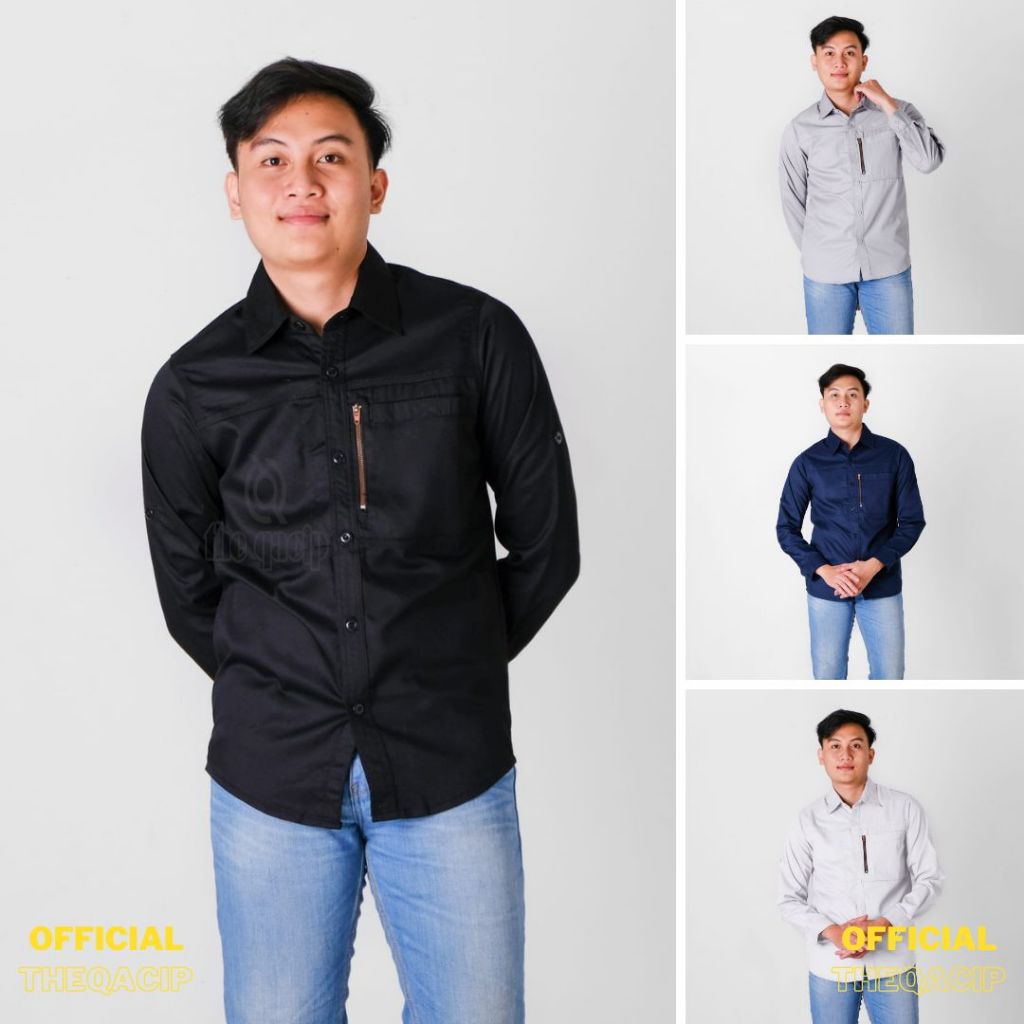 Jual KEMEJA LAPANGAN KERJA KEMEJA PRIA ZIPPER PRIA JUMBO SIZE KEMEJA ...