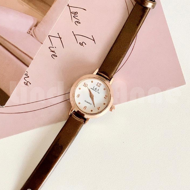 Jual Jam Tangan Wanita Polos Sederhana Tali Kulit Analog Quartz Retro ...