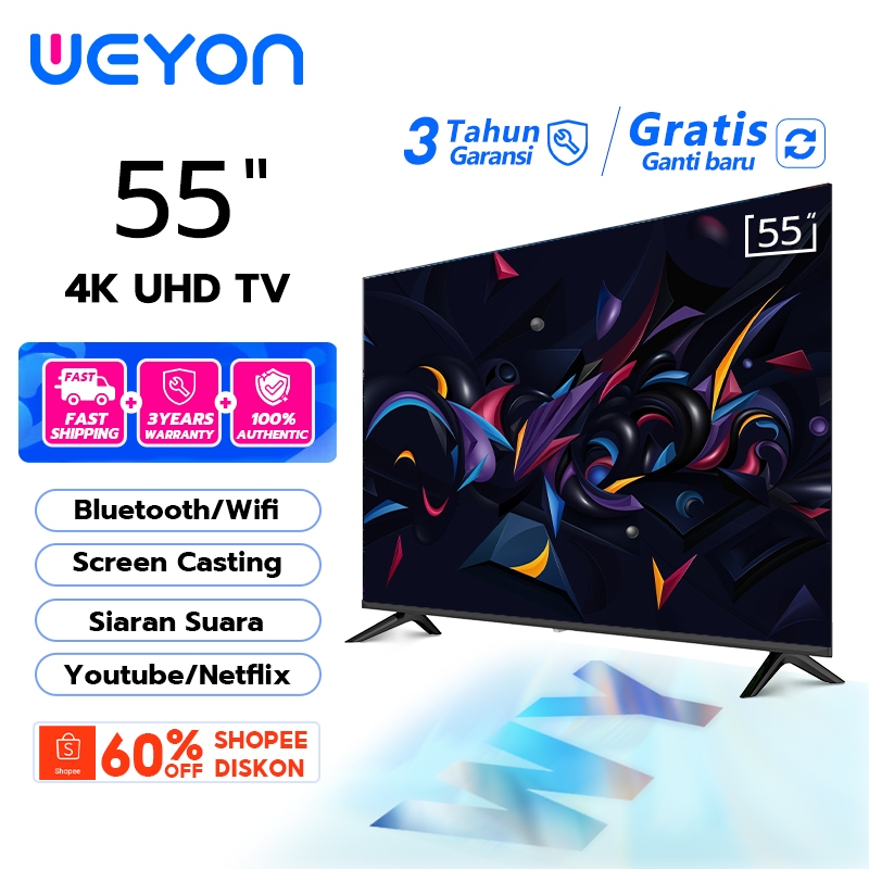 Jual Weyon 55 inch Android TV Smart TV LED 4K UHD Televisi LED Youtube ...