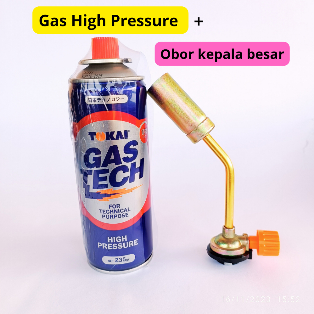 Jual las gas kaleng api besar full biru, blow torch manual, flame gun ...