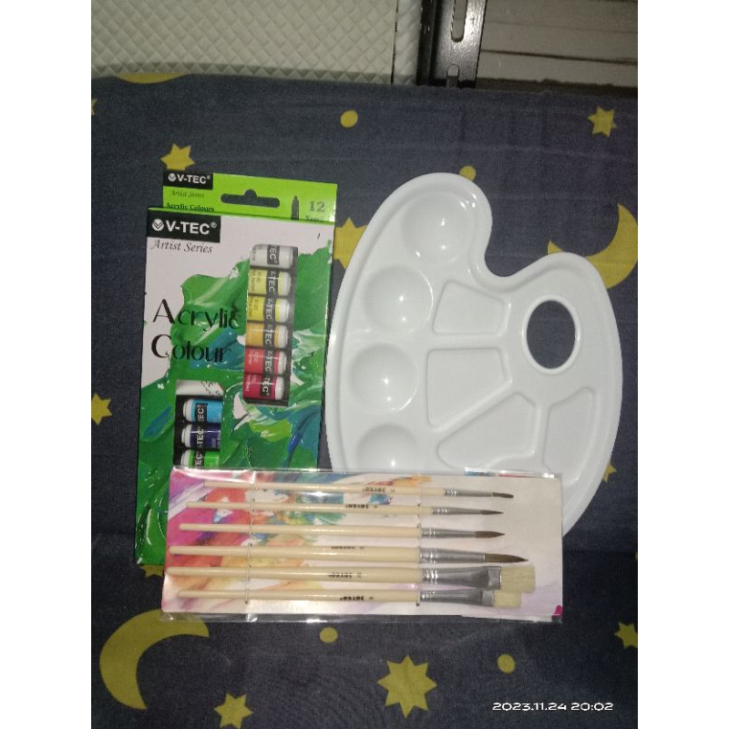 Jual Paket Lukis cat akrilik (kuas+palet besar+cat) | Shopee Indonesia