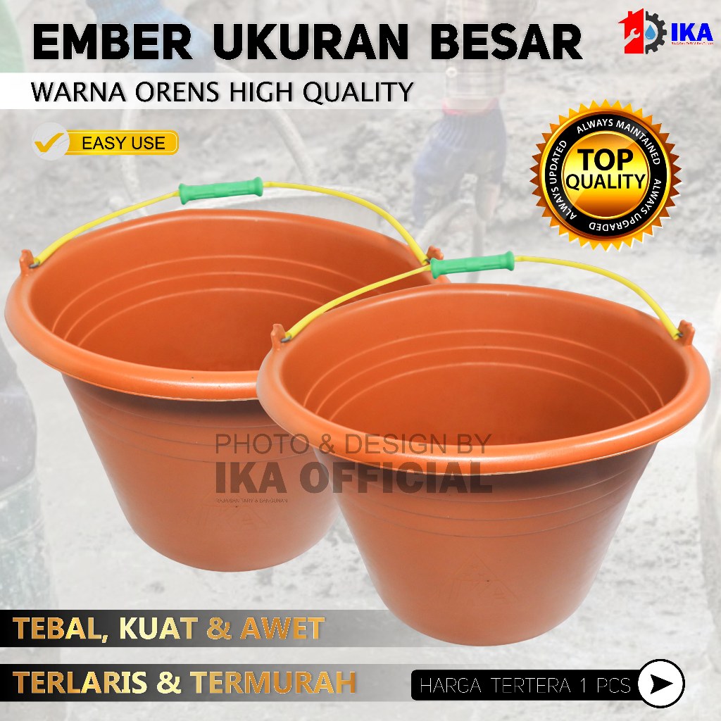 Jual Ember Plastik WARNA JUMBO BESAR & KECIL ORANGE Ember Cor Anti ...