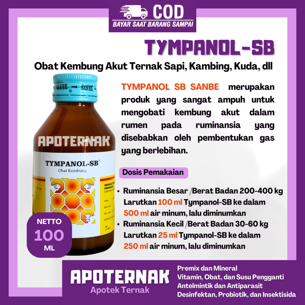 Jual TYMPANOL SB 100ml SANBE Injeksi - Obat Kembung Hewan Ternak Sapi ...