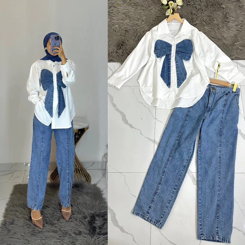 Jual OOTD ONE SET BUFF/STELAN JEANS PITA WANITA | Shopee Indonesia