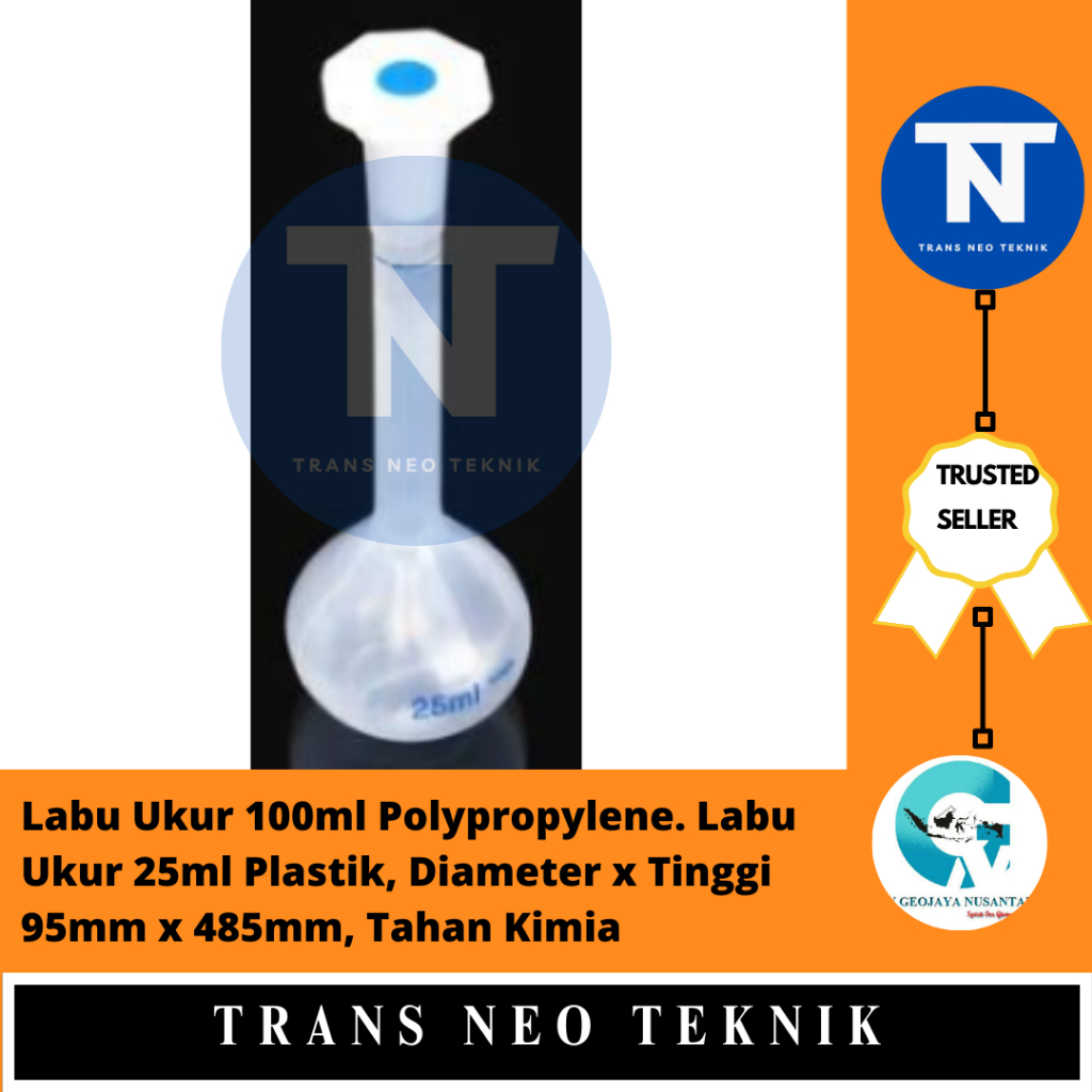 Jual Labu Ukur 100ml Polypropylene. Labu Ukur 25ml Plastik, Diameter x ...