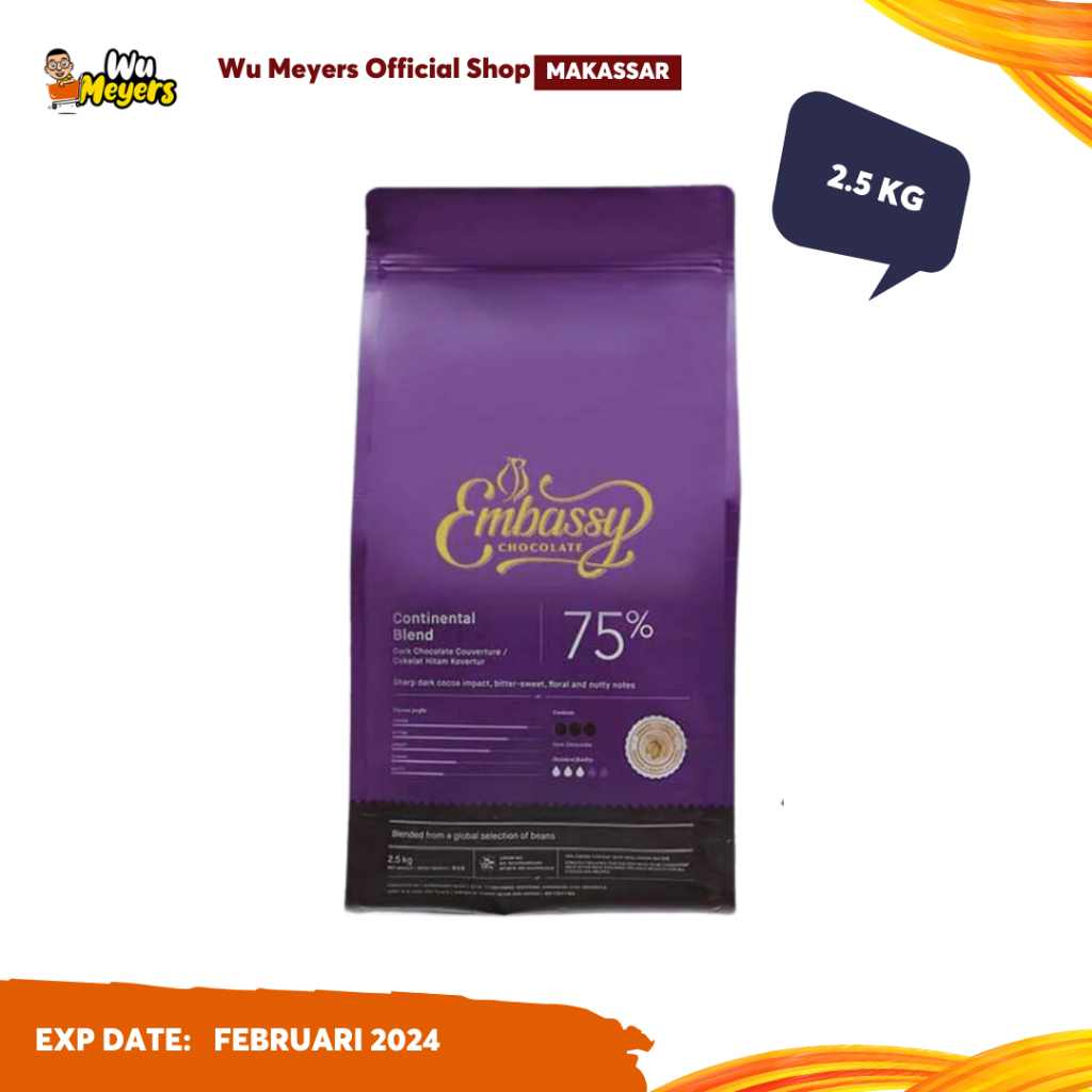 Jual Embassy Chocolate Continental Blend Dark Chocolate Couverture 75 Coklat Koin Wu