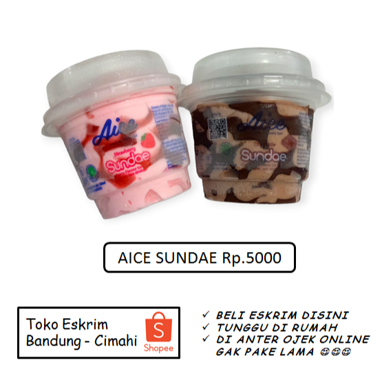 Jual Es Krim Ice Cream Eskrim Aice Cup Sundae Coklat Strawberry ...