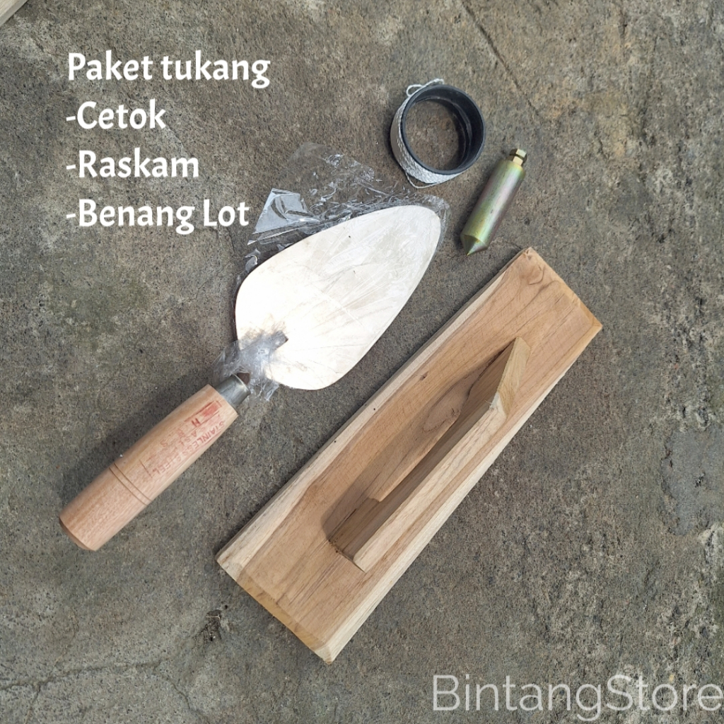 Jual Paket hemat cetok semen stainless raskam kayu jati asli dan benang ...
