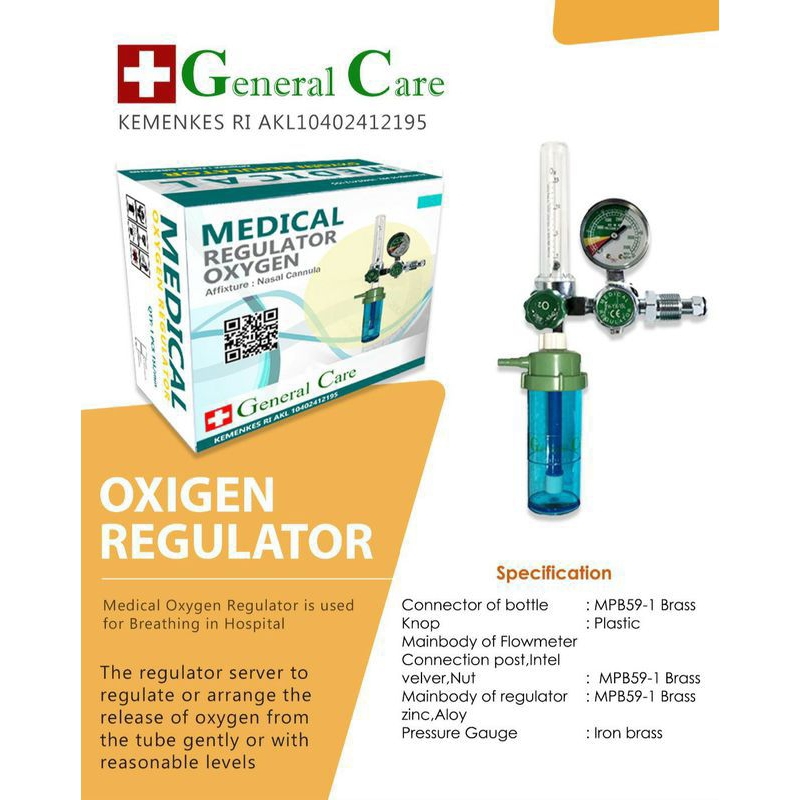 Jual Regulator Oksigen General Care / Oxygen Regulator Medis / Alat ...