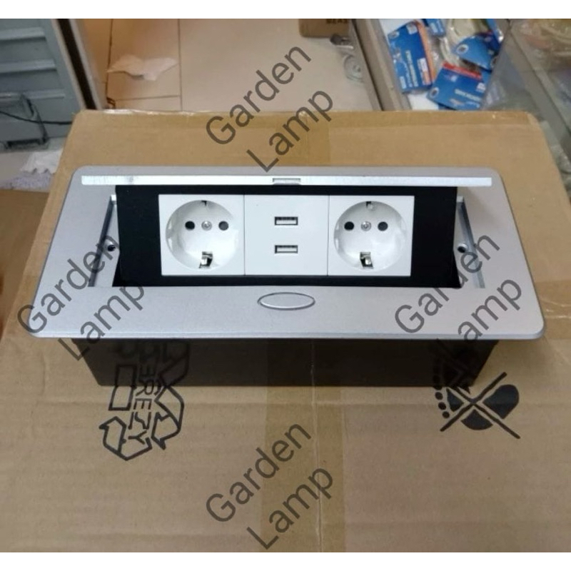 Jual Stop kontak meja meeting tanam 3 socket power 2 stop USB ...