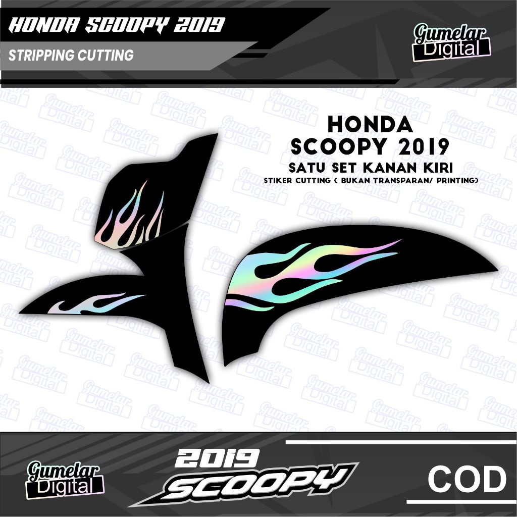 Jual CUTTING STIKER STRIPING HONDA SCOOPY 2019 DESIGN API HOT WHEELS ...