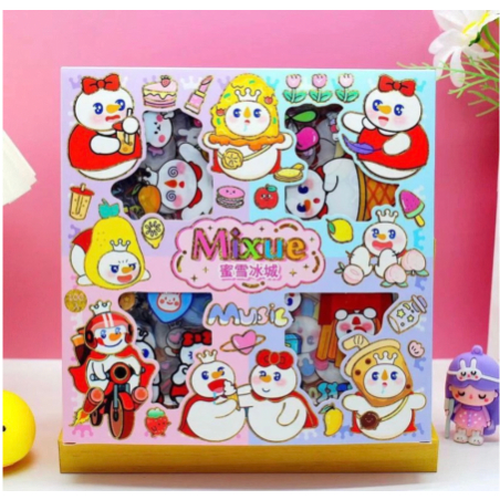 Jual Sticker MIXUE Momo Barbie Kuromi Sanrio Box Mix Karakter Snow King ...