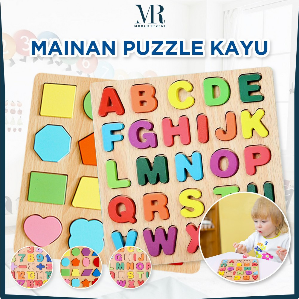 Jual Wooden Toys Mainan Kayu Anak Puzzle Kayu 3D Huruf Angka ABC Kids ...