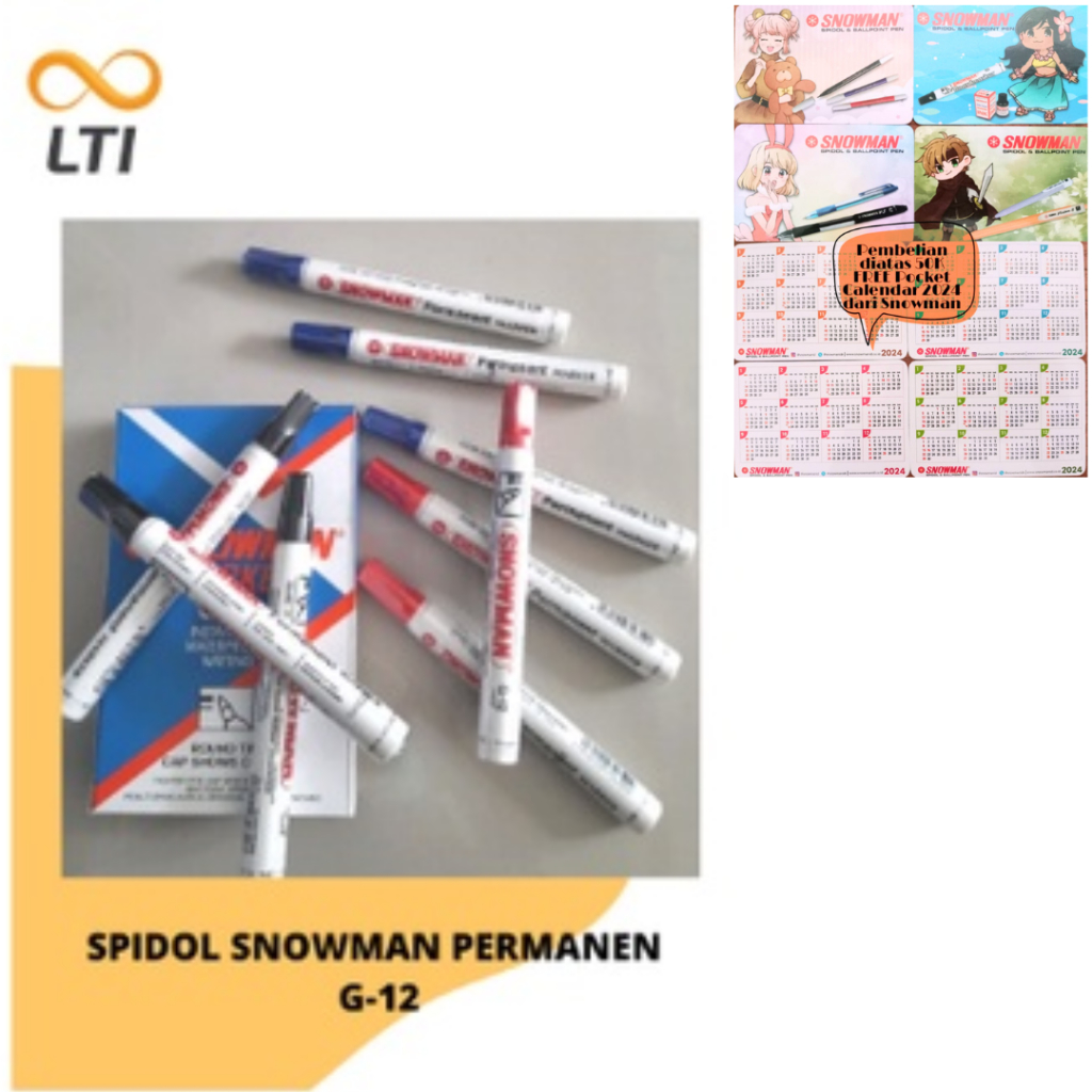 Jual Spidol Permanent Marker SNOWMAN G-12 Spidol Permanen / Lusin BISA ...