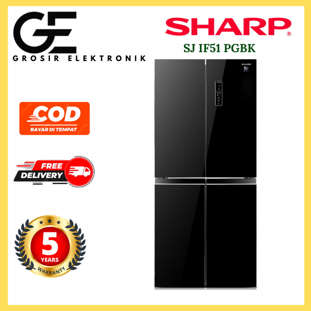 Jual KULKAS SHARP 4 PINTU SJ-IF51PG-BK New Queen Series SJ- IF51 ...
