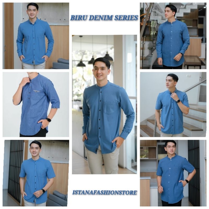 Jual Kemko Pria warna Denim Series / Kurta Denim Pria warna Biru Denim ...