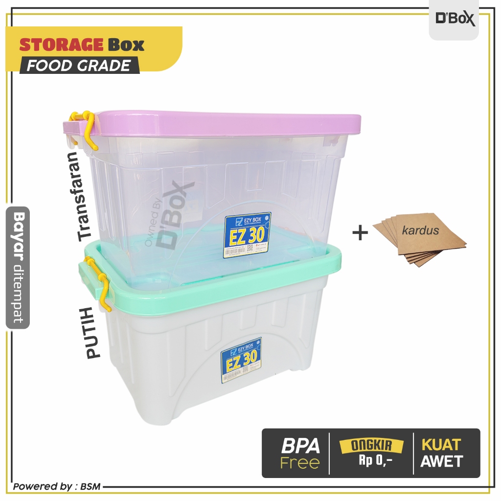 Jual Container Box 30 Liter Ter Murah Transfaran Ezy Kotak Penyimpanan Serbaguna BPA FREE ...