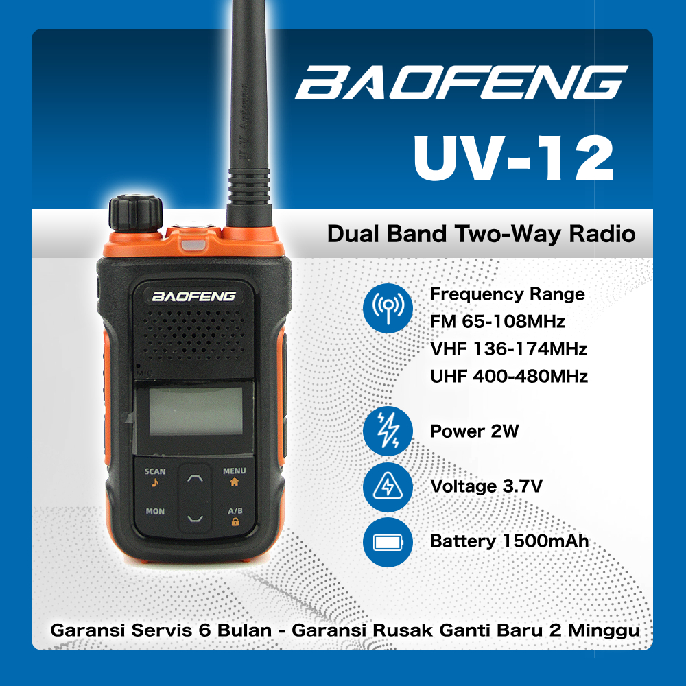 Jual BAOFENG UV-12 HT Walkie Talkie Dual Band Two Way Radio | Shopee Indonesia