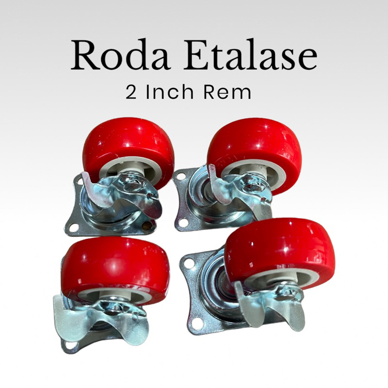Jual Roda etalase 2 inch Rem Roda Trolly heavty duty set 4 pcs Roda ...
