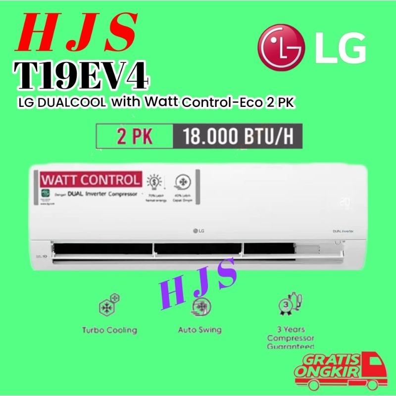 Jual AC LG 2 PK T19EV4 DUALCOOL INVERTER Watt Control Eco | Shopee ...