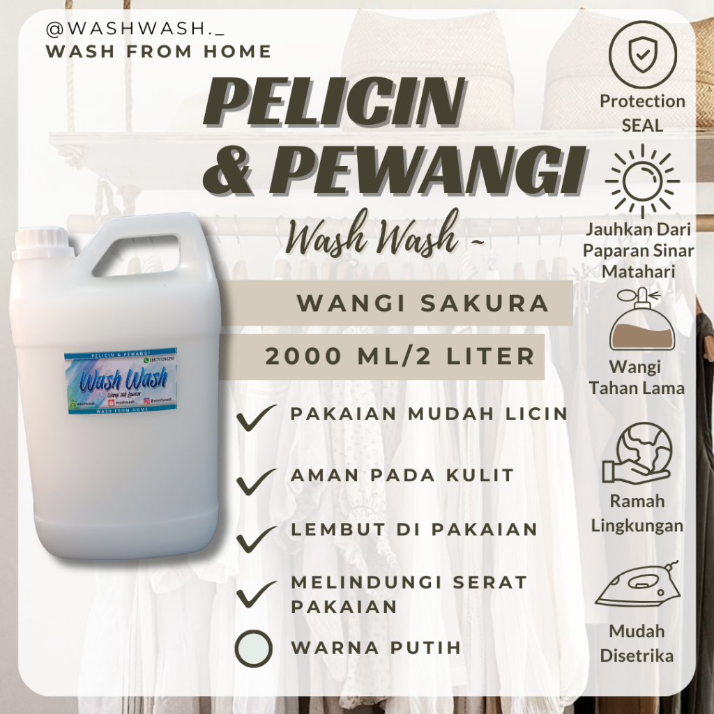 Jual Pelicin & Pewangi Setrika isi 2000ml By WashWash (Wash From Home ...
