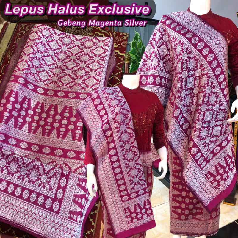 Jual Songket Lepus Exclusive Gebeng ORI warna magenta Silver /songket ...