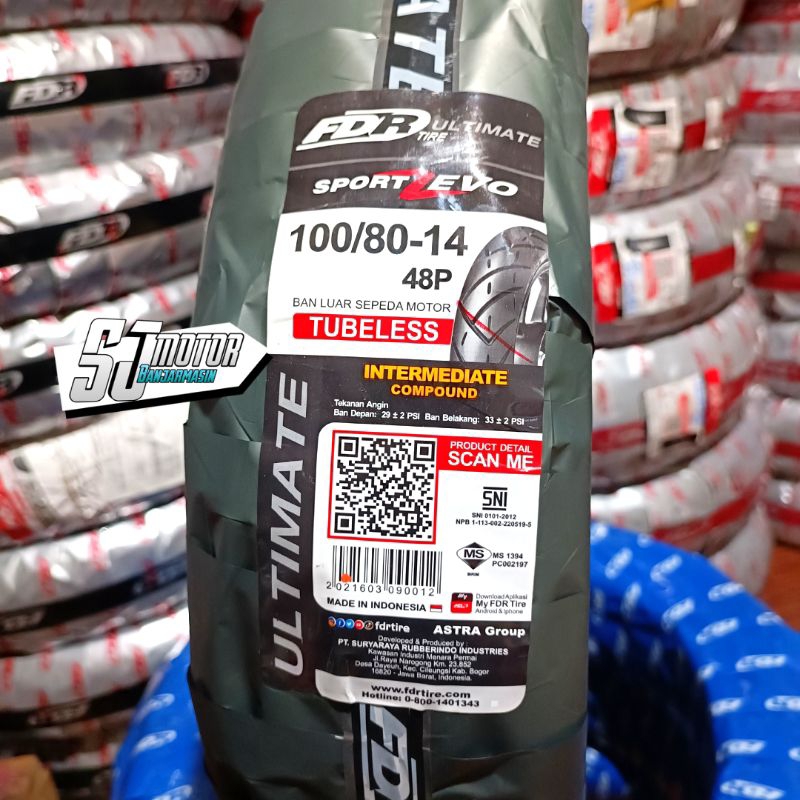Jual Ban Luar FDR - Sport Zevo Ultimate 100/80 - 14 Tubeless | Shopee ...