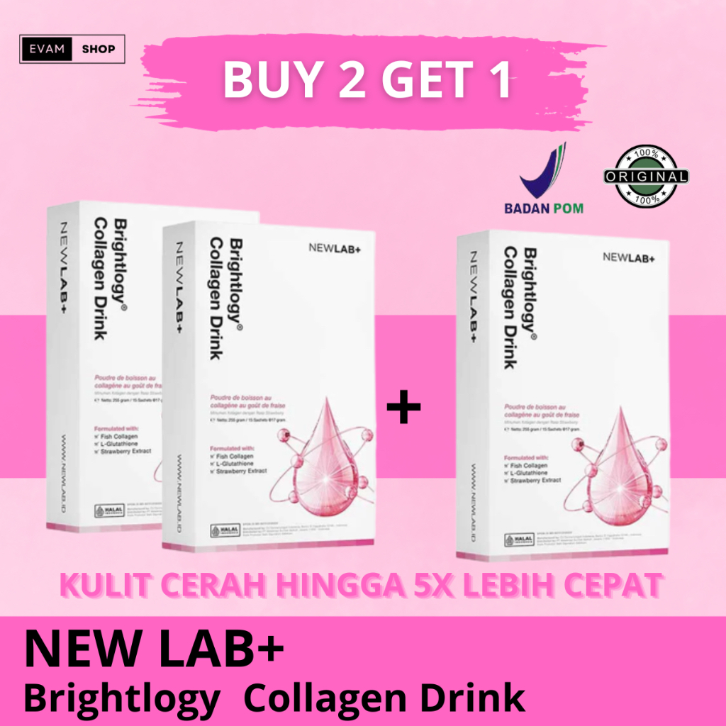 Jual BUY 2 GET 1 BOX | LEBIH HEMAT | NEW LAB BRIGHTLOGY COLLAGEN DRINK ...