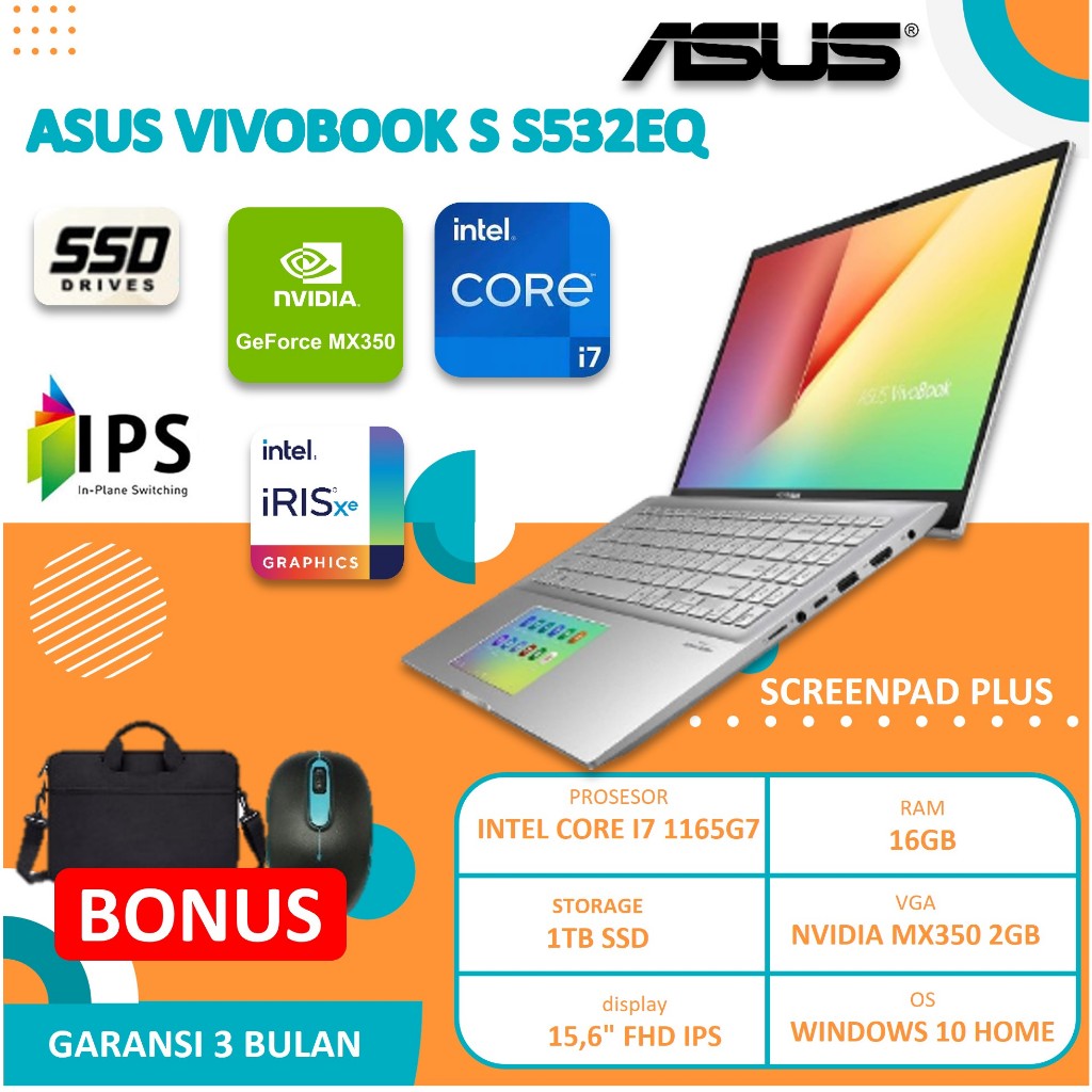 Jual ASUS VIVOBOOK S15 INTEL I7 1165G7 16GB 1Tb MX350 Screen Pad Silver | Shopee Indonesia