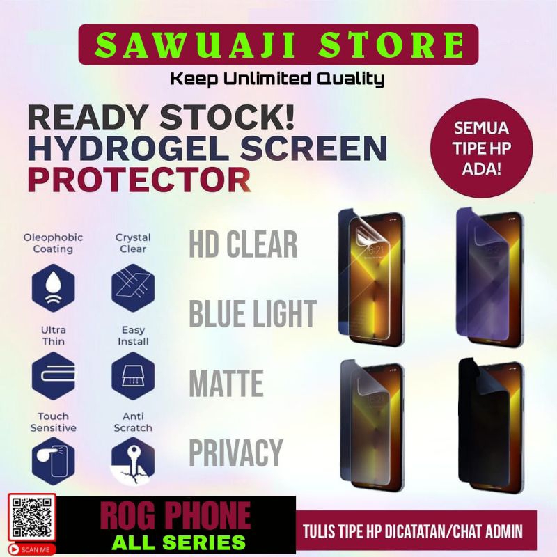Jual Anti Gores Hydrogel Screen Protector ASUS ROG PHONE HD CLEAR/MATTE ...