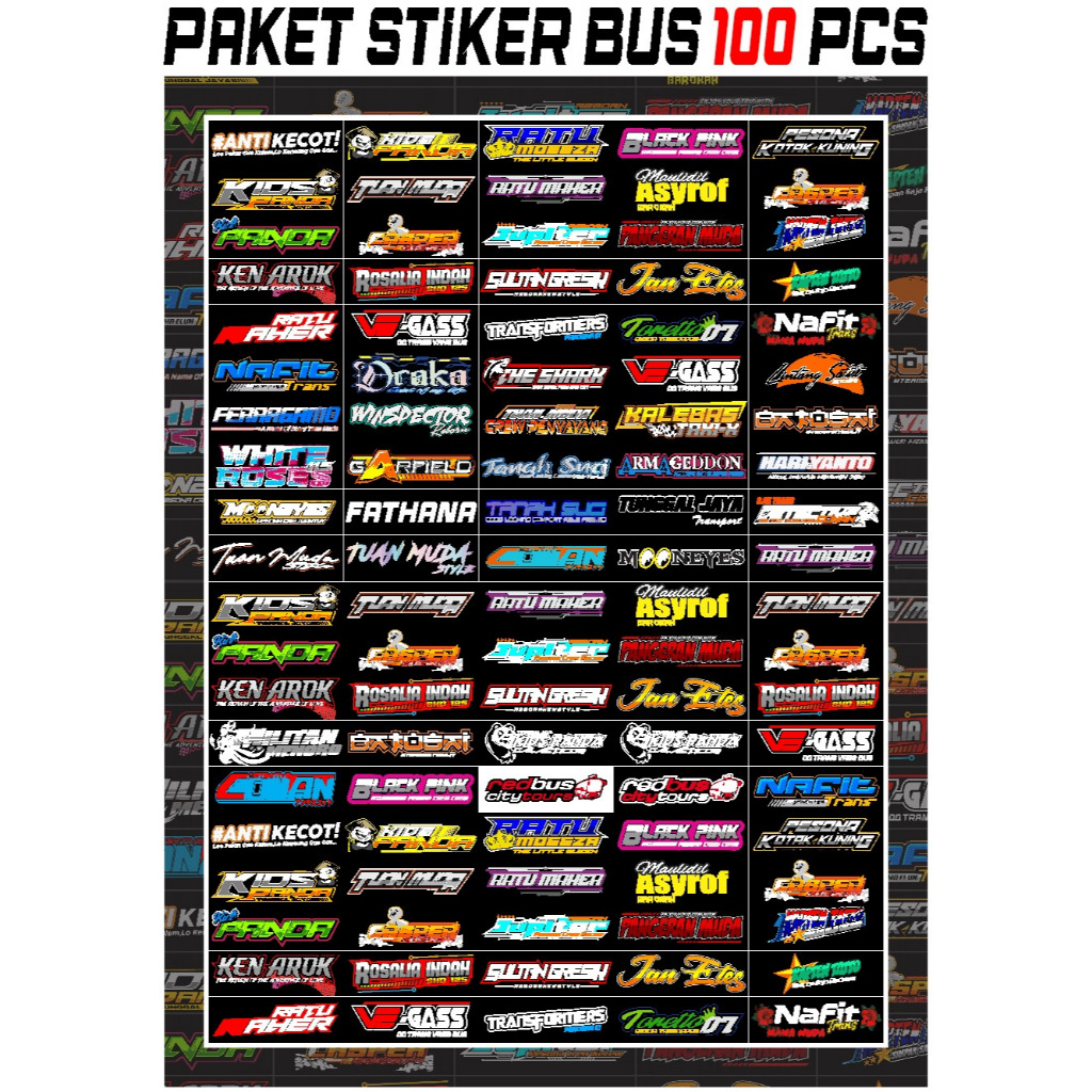 Jual stiker bus basuari viral stiker mainan anak motor,mobil dan truk ...