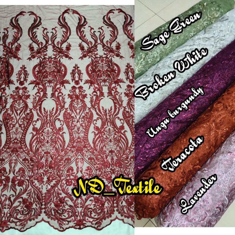 Jual Kain Tile Elisab Payet/Tile Payet/Tile Elisab/Bahan Kebaya ...