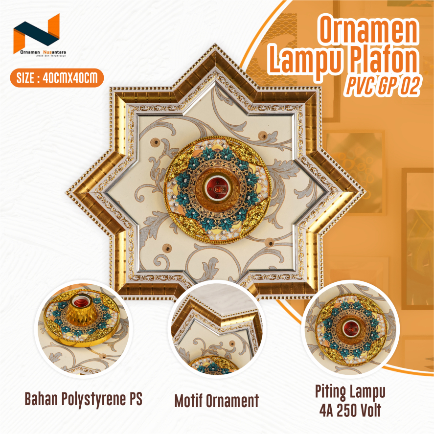 Jual Tempat Lampu Fitting Hias Plafon PVC GP 02 Ukuran 40x40 CM Bahan ...