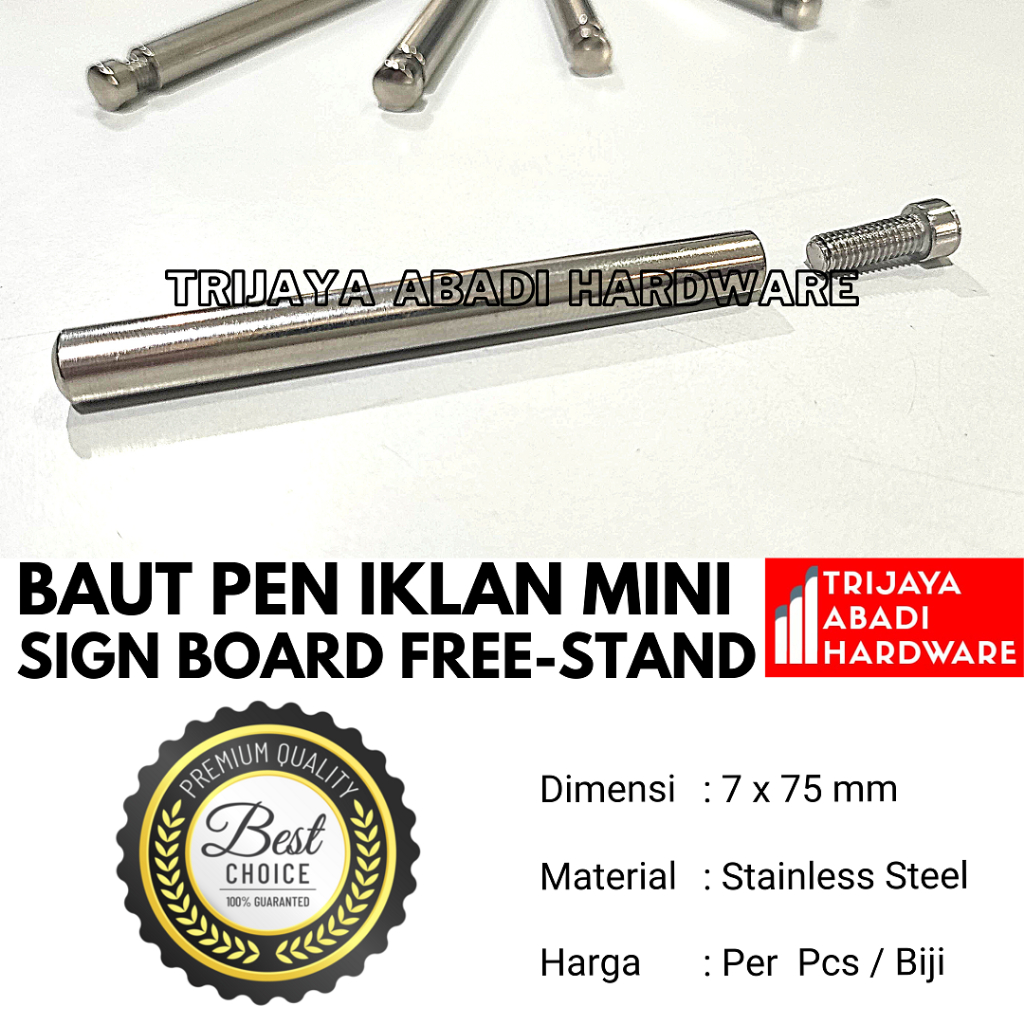 Jual Baut Pen Iklan Mini 7 x 75 mm Sign Board Kaca / Akrilik Meja Stand ...
