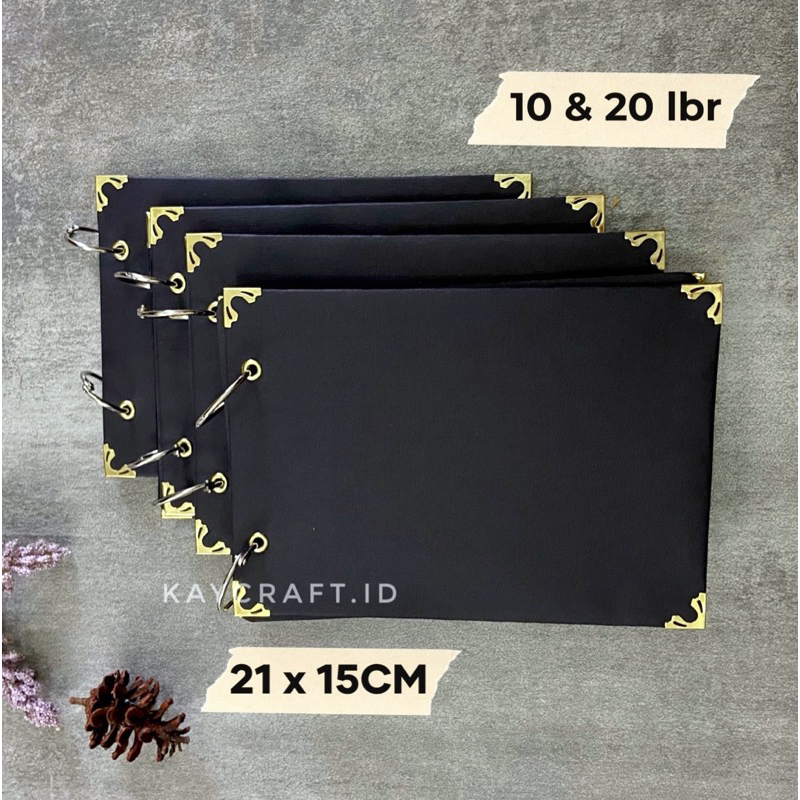 Jual SCRAPBOOK FULL HITAM HARDCOVER A5 (21x15cm)-FREE KERTAS AESTETIC ...